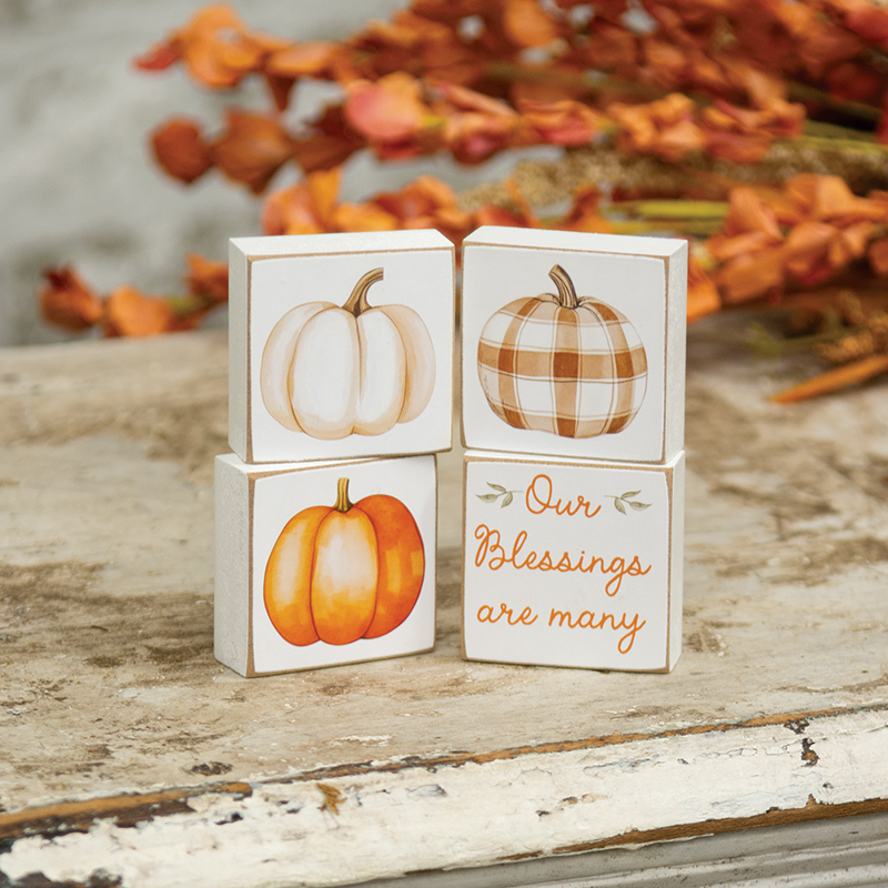 Many Blessings Patchwork Pumpkin 2" Square Block - 4 Asstd. - Wholesale ...